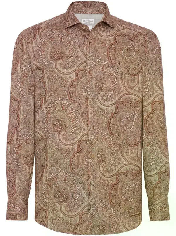 Brunello Cucinelli Patterned Jacquard Cotton Shirt