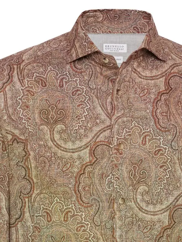Brunello Cucinelli Patterned Jacquard Cotton Shirt