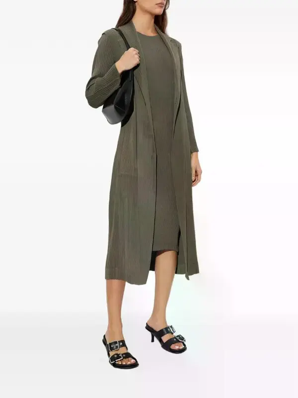 Issey Miyake Pleated Long-sleeve Midi Dress