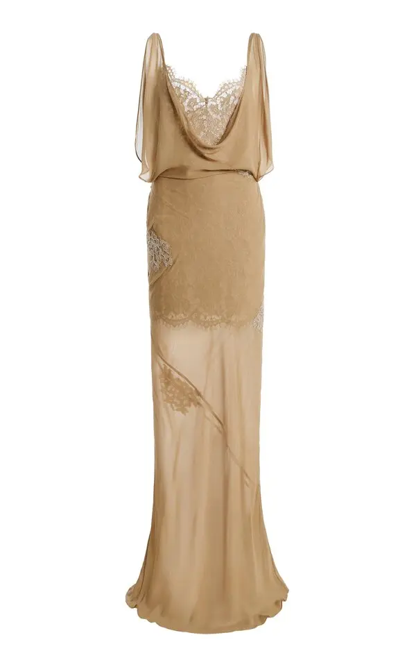 DE LA VALI Exclusive Emerald Chiffon Maxi Dress