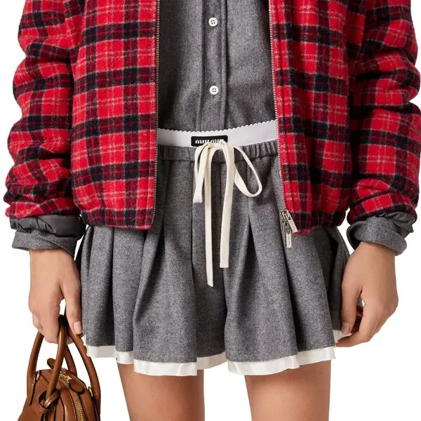 Miu Miu Pleated Flannel Skirt