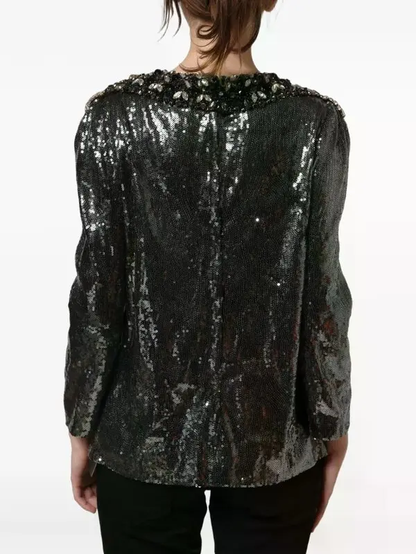 Dolce & Gabbana Sequin-embellished Crystal-neckline Blouse