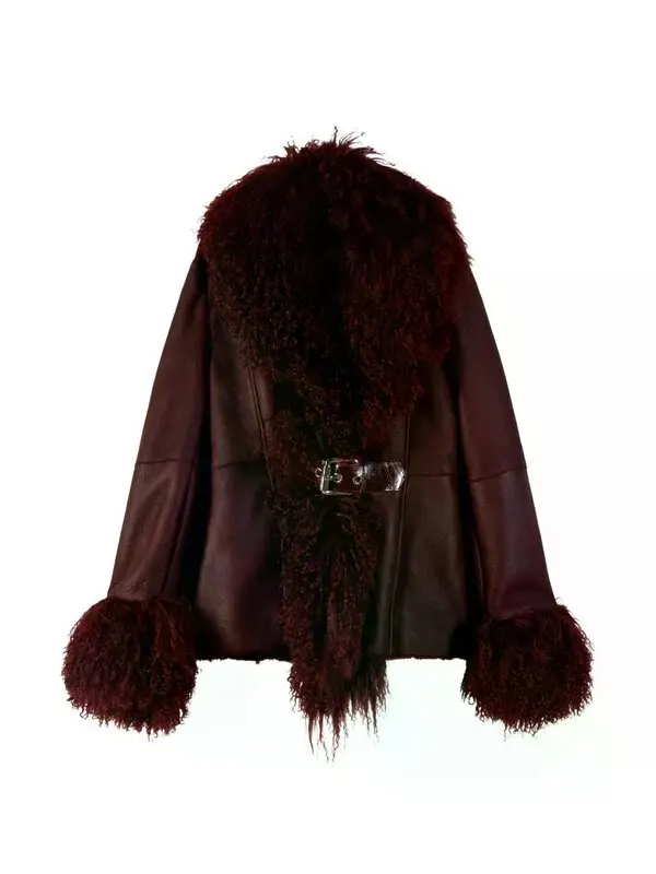 Patrizia Pepe Shearling-trim Buckled Coat