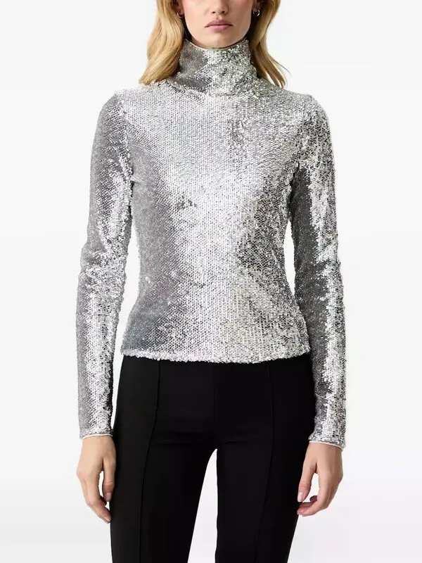 Patrizia Pepe Sequin-embellished High-neck Top