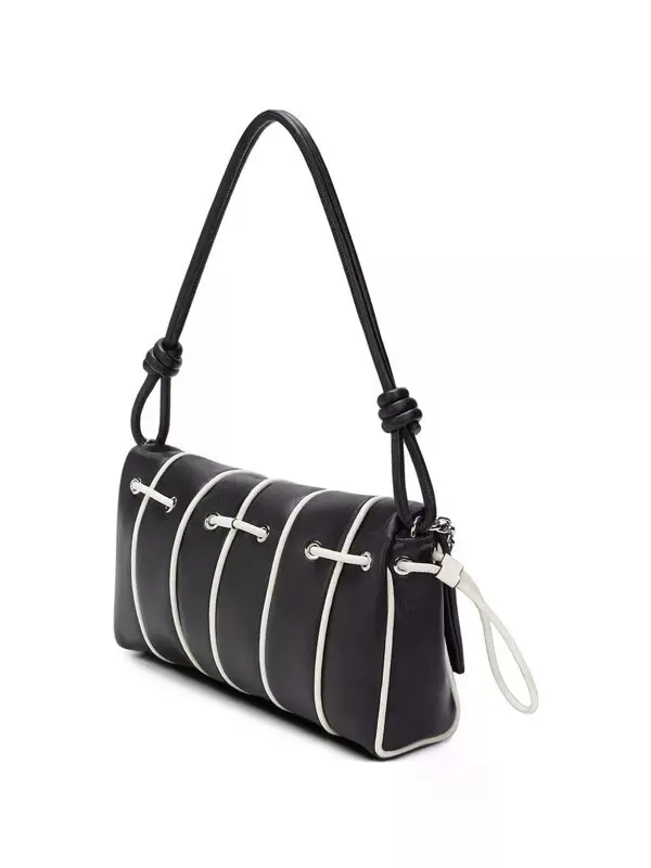 Karl Lagerfeld K/axis Contrast Piping Shoulder Bag - Black