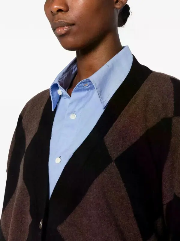 Laboratorio Capri Argyle-pattern V-neck Cardigan