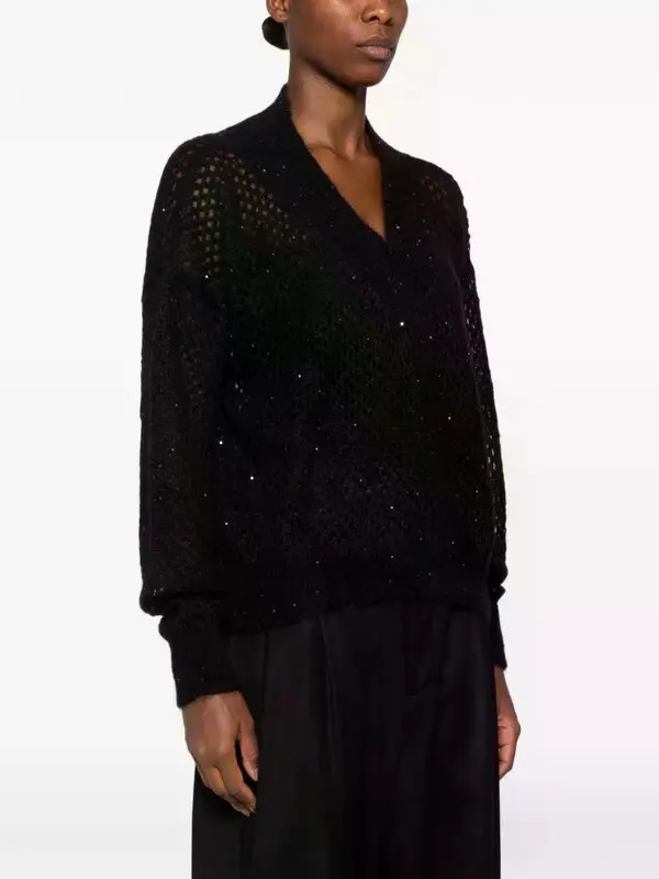 Liviana Conti Sequin-embellished Open-knit Sweater