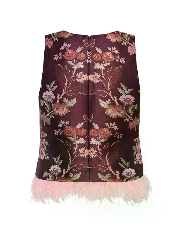 Cara Cara Feather-trim Jacquard Blouse