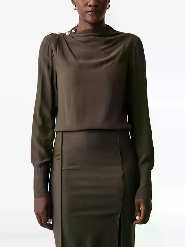 Patrizia Pepe Draped Button-detail Blouse