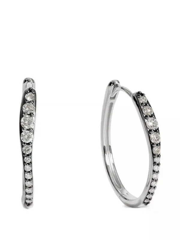 Monica Vinader Riva Pavé Diamond Hoop Earrings - Silver