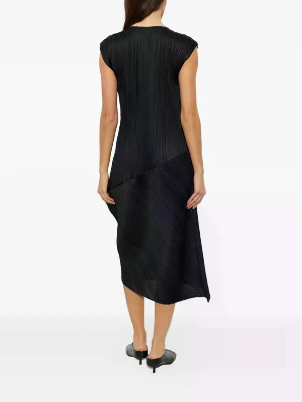 Issey Miyake Pleated Asymmetric-hem Midi Dress
