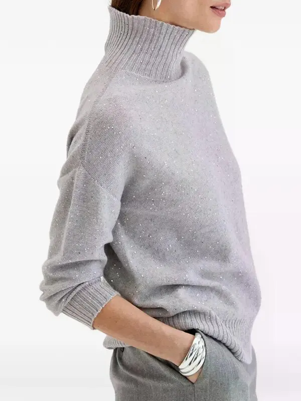 BIANCALANCIA Sequin-embellished High-neck Sweater - Grey