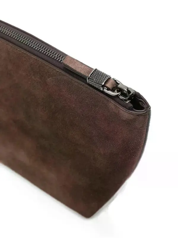 Brunello Cucinelli Suede Make-up Bag - Brown