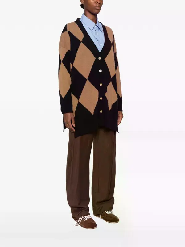 Laboratorio Capri Argyle-intarsia Oversized Cardigan