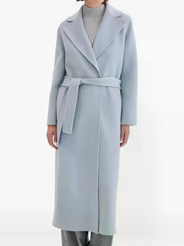 BIANCALANCIA Belted Notch-lapel Double-breasted Coat - Blue