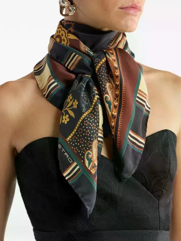 Etro Silk-twill Scarf With Damask-motif
