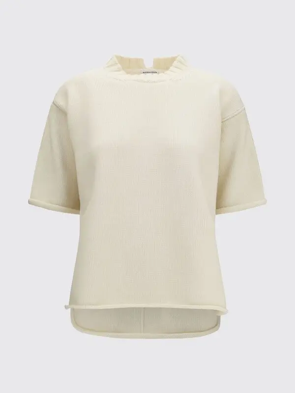 Bottega Veneta Short-sleeved Crew-neck Sweater In Wool With Ribbed Trims