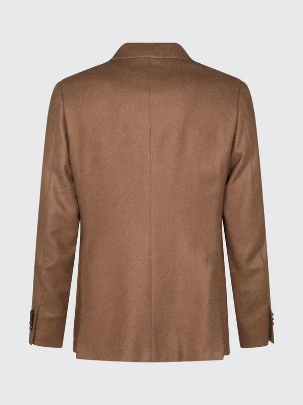 Canali Double-breasted Cashmere And Silk Blazer With Peak Lapels