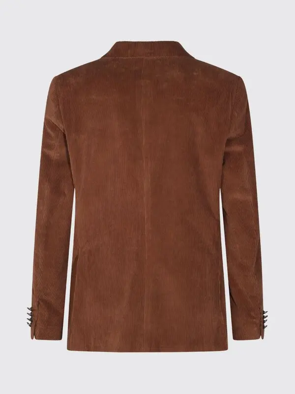 Canali Double-breasted Cotton Velvet Blazer With Peak Lapels