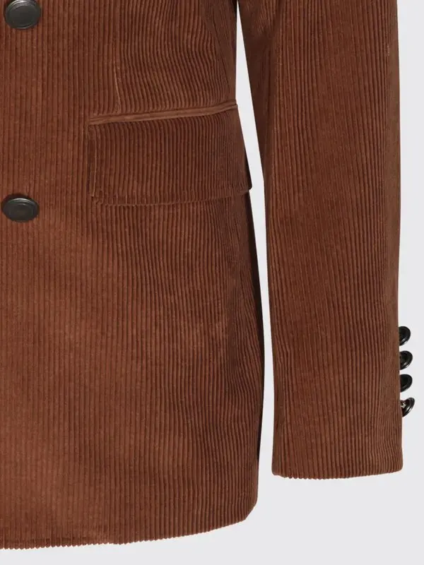 Canali Double-breasted Cotton Velvet Blazer With Peak Lapels