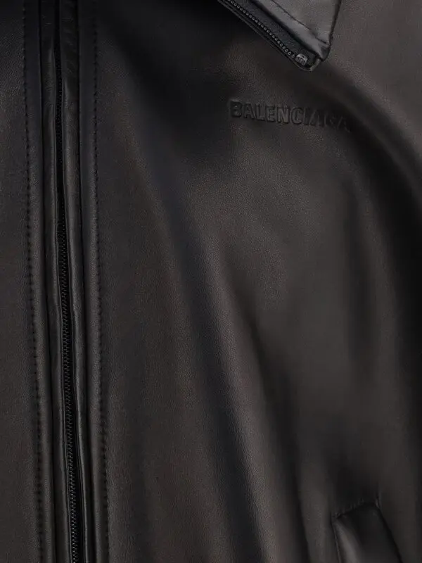 Balenciaga Sailor Collar Ovine Leather Jacket With Zip