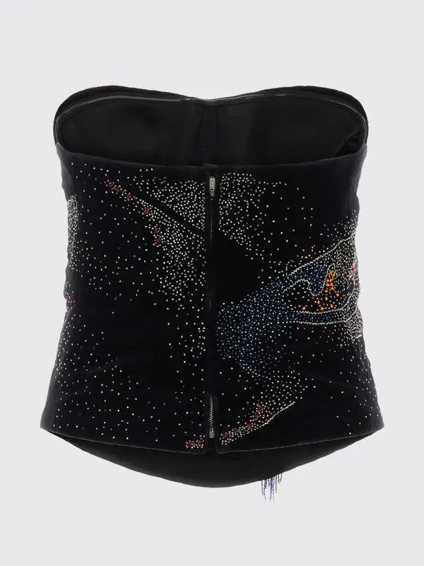 Isabel Marant Étoile Off-the-shoulder Corset Top In Cotton With Crystals And Fringe