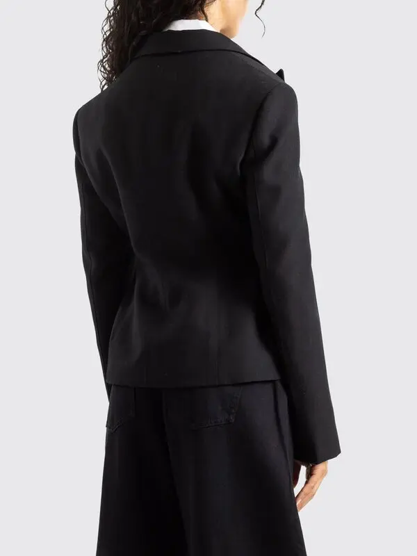 Alaïa Single-breasted Cropped Blazer In Pure Wool With Two Buttons