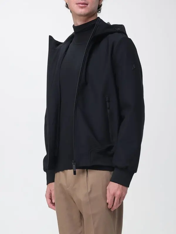 HESKIMO Nylon Hooded Windbreaker Jacket With Zip Closure - Black