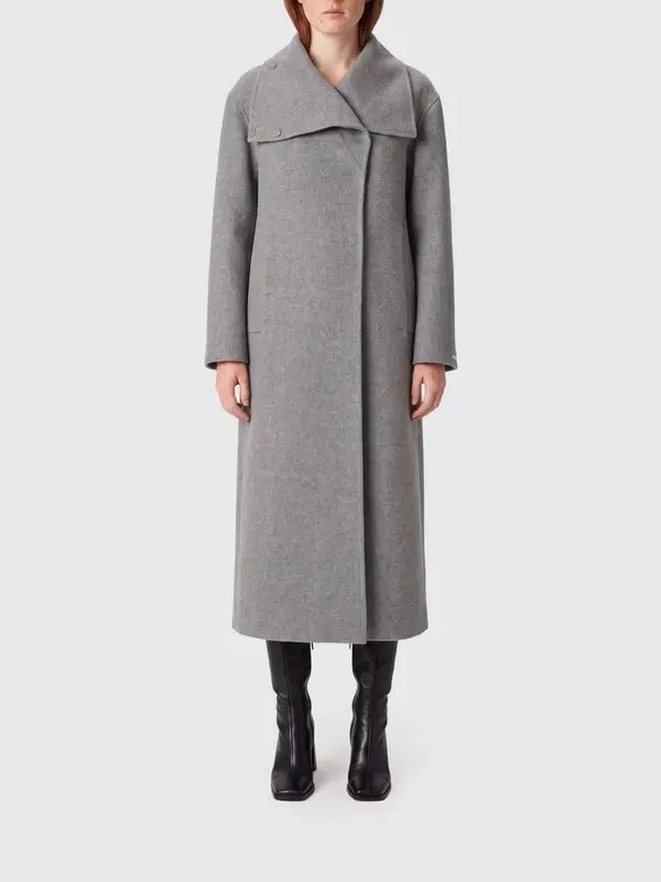 Sportmax Virgin Wool Double-breasted Long Coat With Sailor Collar