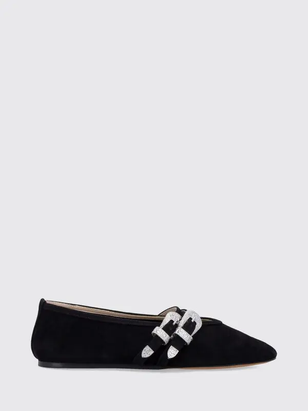 Le Monde Beryl Suede Mary Jane Flats With Double Strap - Black