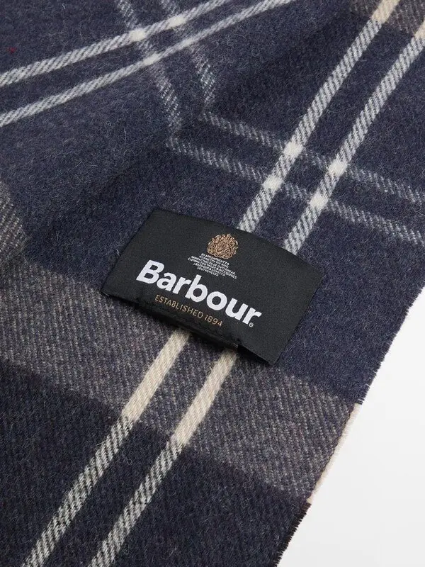 Barbour Pure Lambswool Tartan Scarf With Fringed Edges