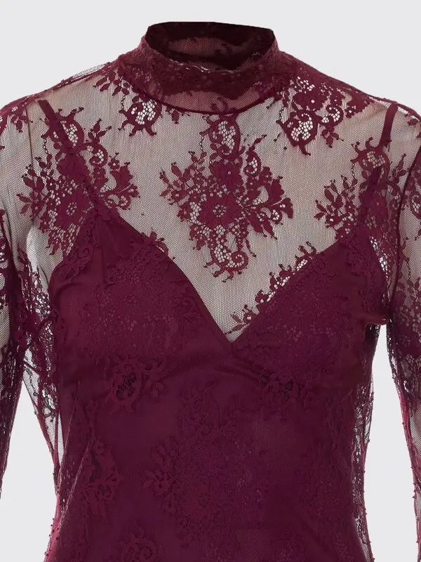 ANIYE BY Long-sleeved High-neck Lace Evening Gown With An Internal Slip - Red