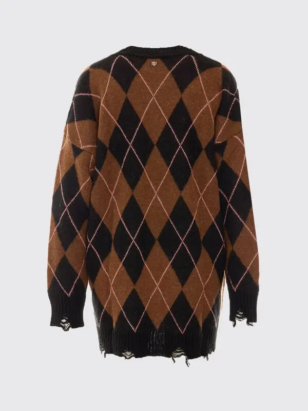 ANIYE BY V-neck Sweater In Alpaca Blend With Argyle Pattern