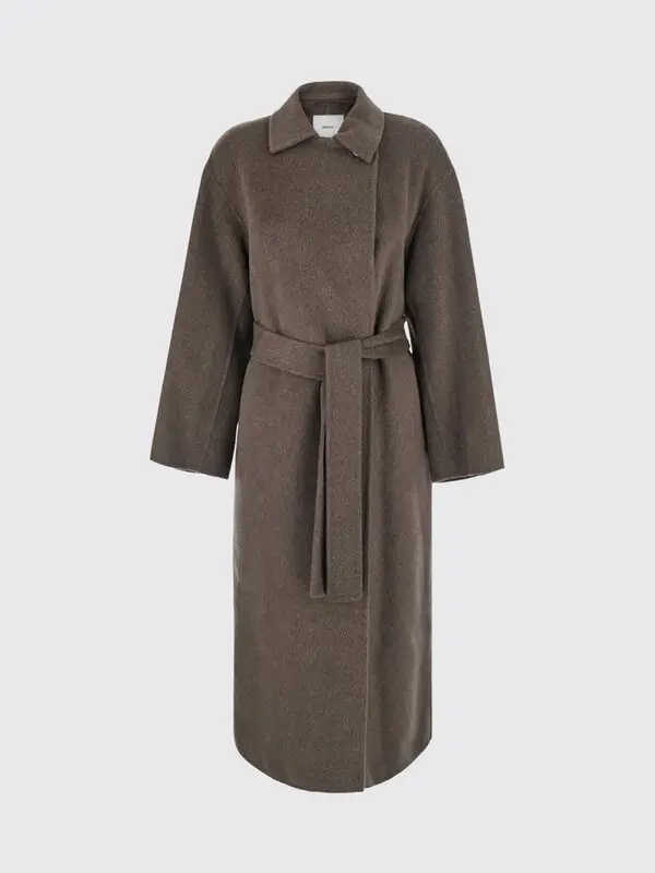 GRIFONI Double-breasted Long Wool Blend Coat With Waist Belt
