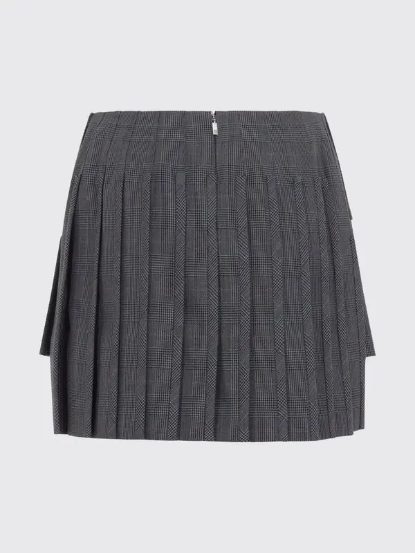 Thom Browne Prince Of Wales Check Pleated Wool Asymmetric Mini Skirt