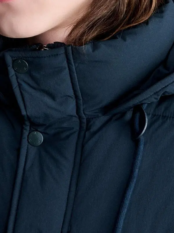 A.p.c. Short Hooded Puffer Jacket In Recycled Nylon With Patch Pockets