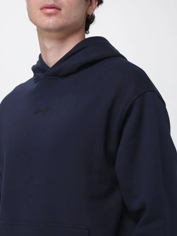 DONDUP Cotton Hoodie With Embroidered Logo And Kangaroo Pocket - Blue