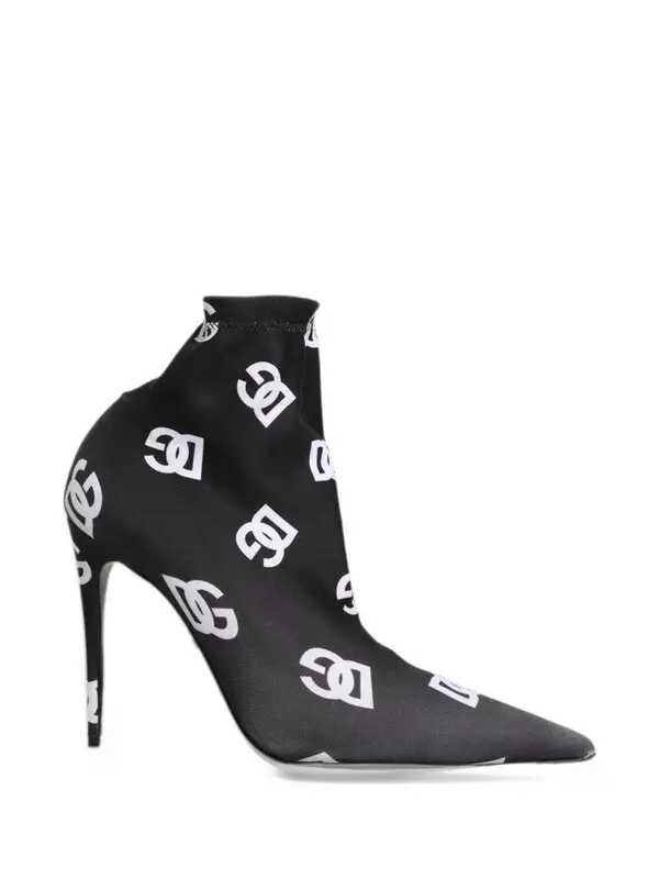 Dolce & Gabbana Logo-print Pointed-toe Ankle Boots