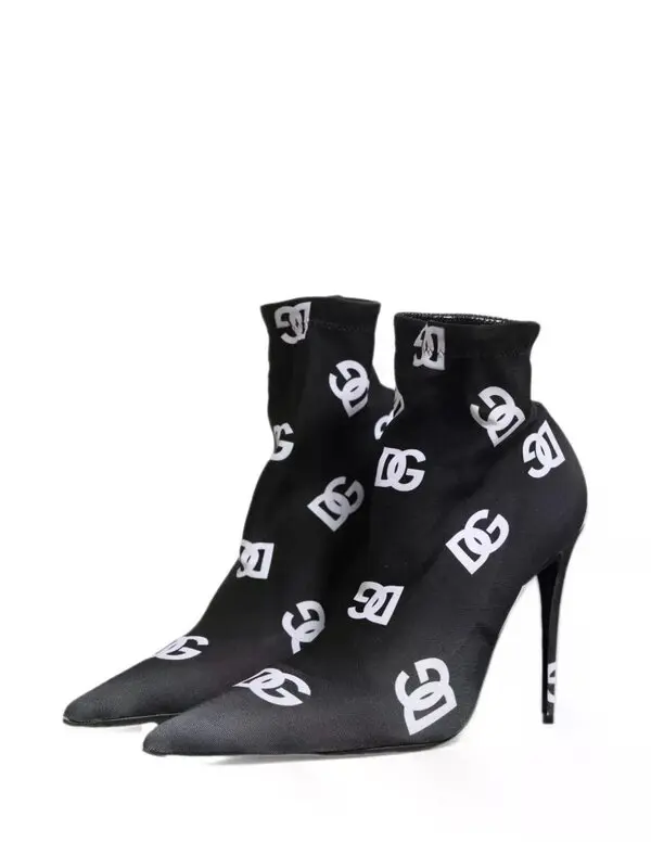 Dolce & Gabbana Logo-print Pointed-toe Ankle Boots