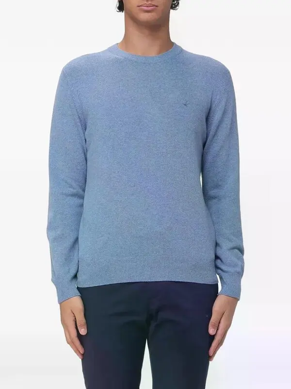 BROOKSFIELD Logo-embroidered Wool Sweater - Blue