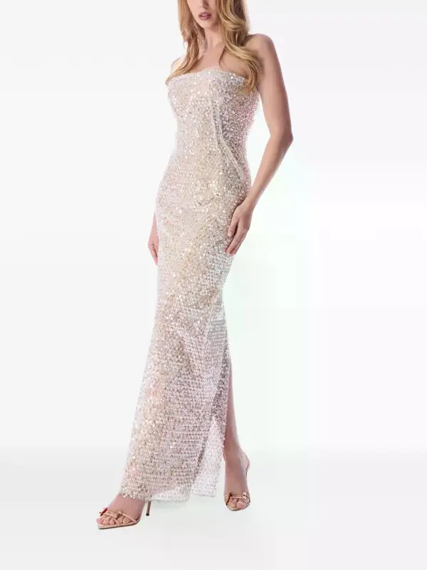 IMROSKA Sequin-embellished Strapless Maxi Dress
