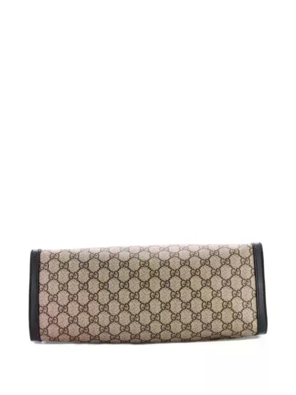 Gucci Padlock Chain Gg Coated Canvas With Leather Medium Tote Bag