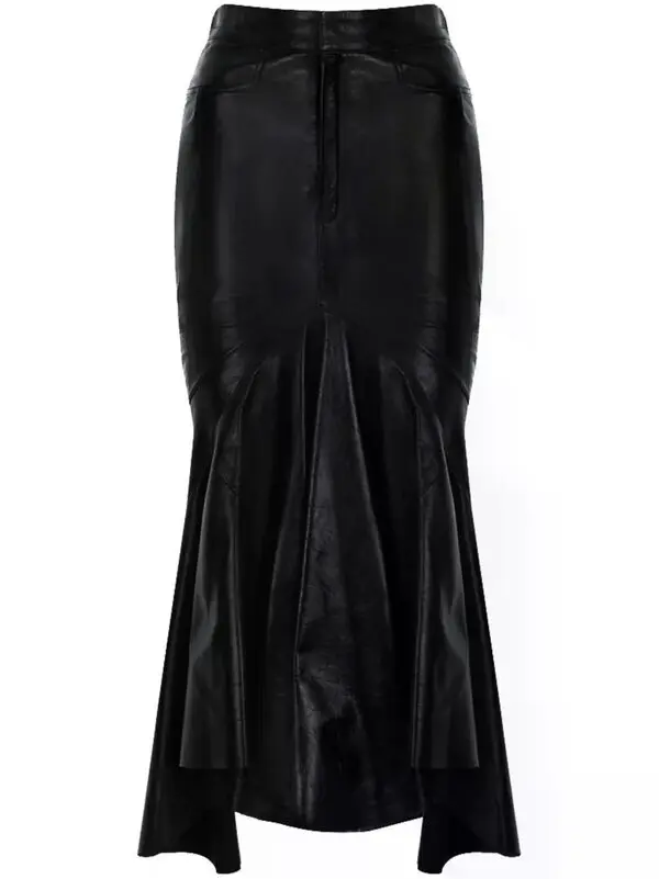 Zeynep Arçay Flared Leather Midi Skirt