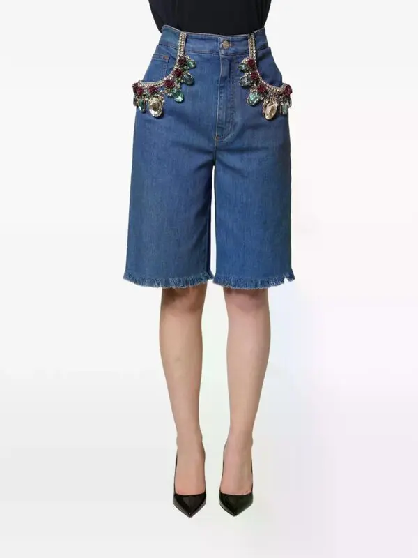 Dolce & Gabbana Embellished Frayed-hem Shorts