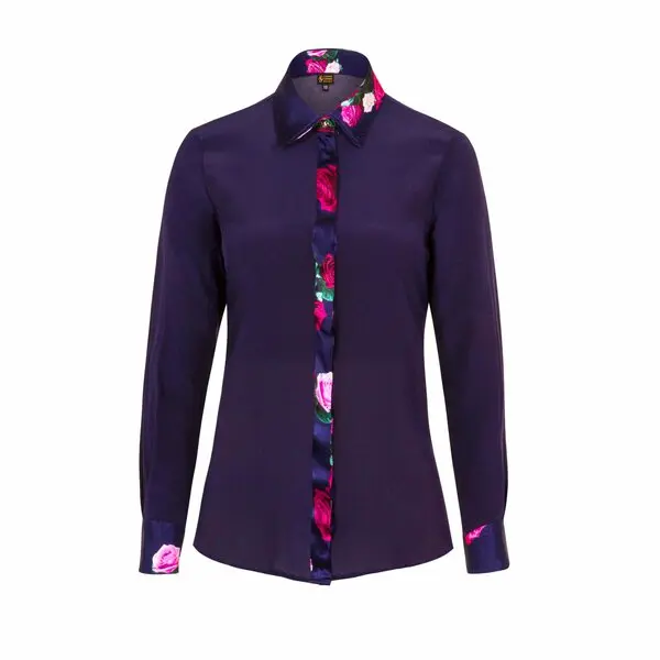 SOPHIE CAMERON DAVIES Midnight Rose Silk Shirt - Blue