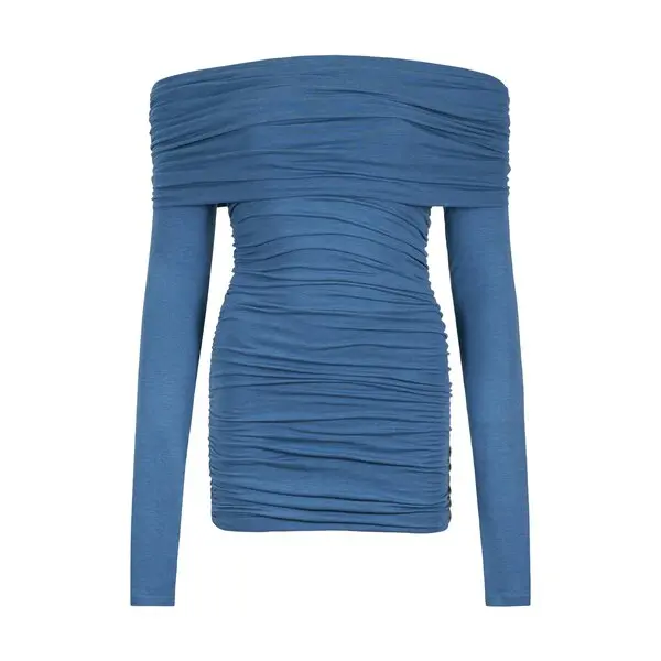 EGYPTIAN BLUE Stellar Long Sleeve Ruched Dress