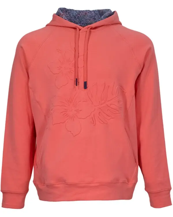 LORDS OF HARLECH Hank Embossed Floral Hoodie Melon - Pink