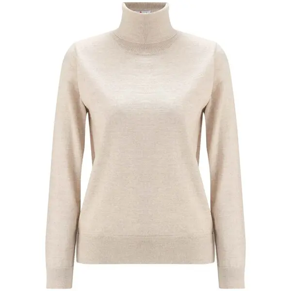 PERALUNA Neutrals Valeria Fine Turtleneck Pullover Ecru Melange