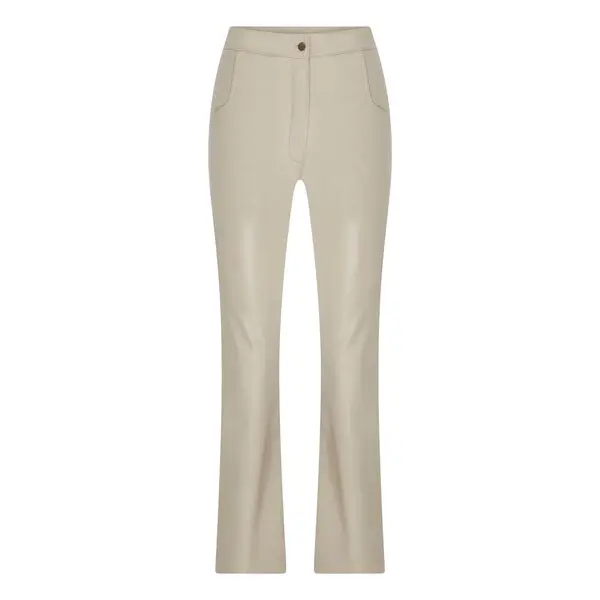 NAZLI CEREN Tora Vegan Leather Straight Leg Trousers - Grey