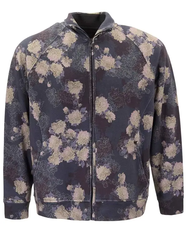 LORDS OF HARLECH Neville Lans Floral Full-zip Knit Jacket - Black